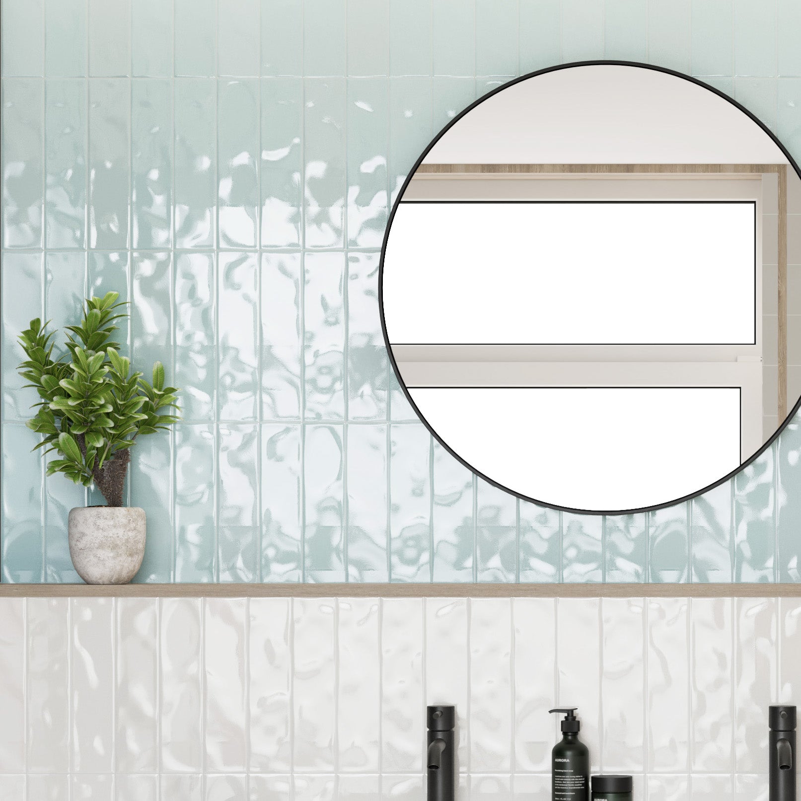 Florida Aqua Blue Ceramic Gloss Rippled Metro 7.5x30cm Bathroom Kitchen ...