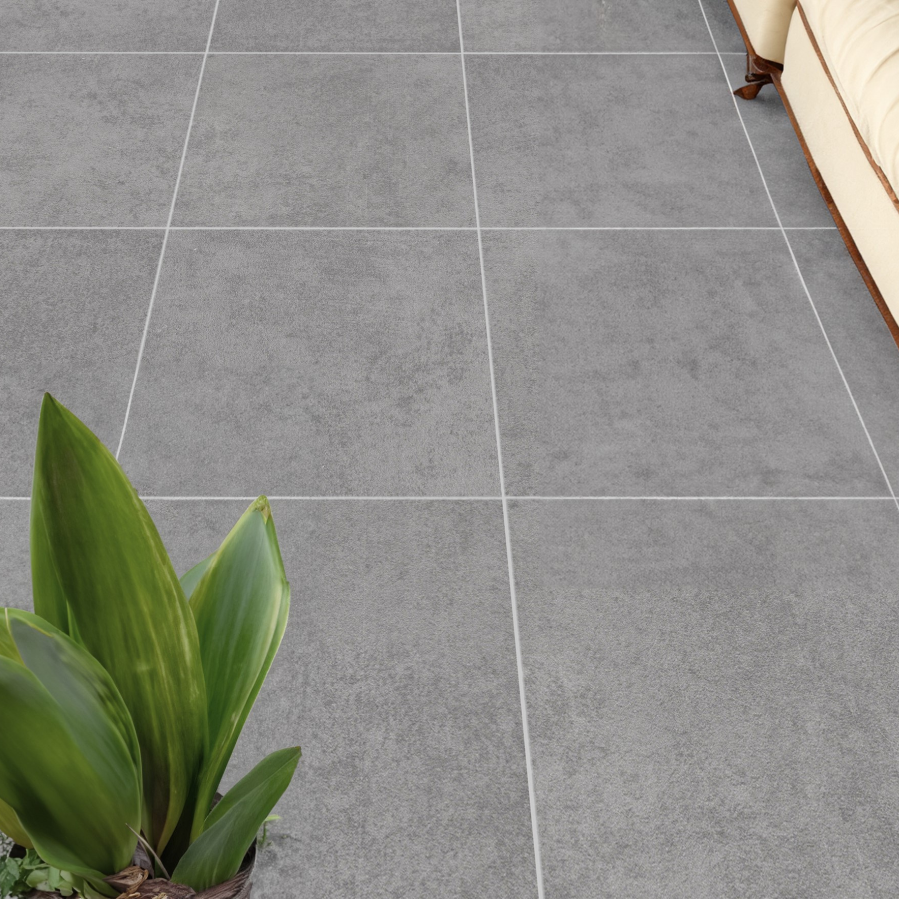 Athena Gris Grey Glazed Porcelain 59.8x59.8cm R10 PTV36+ Cement Effect Tile