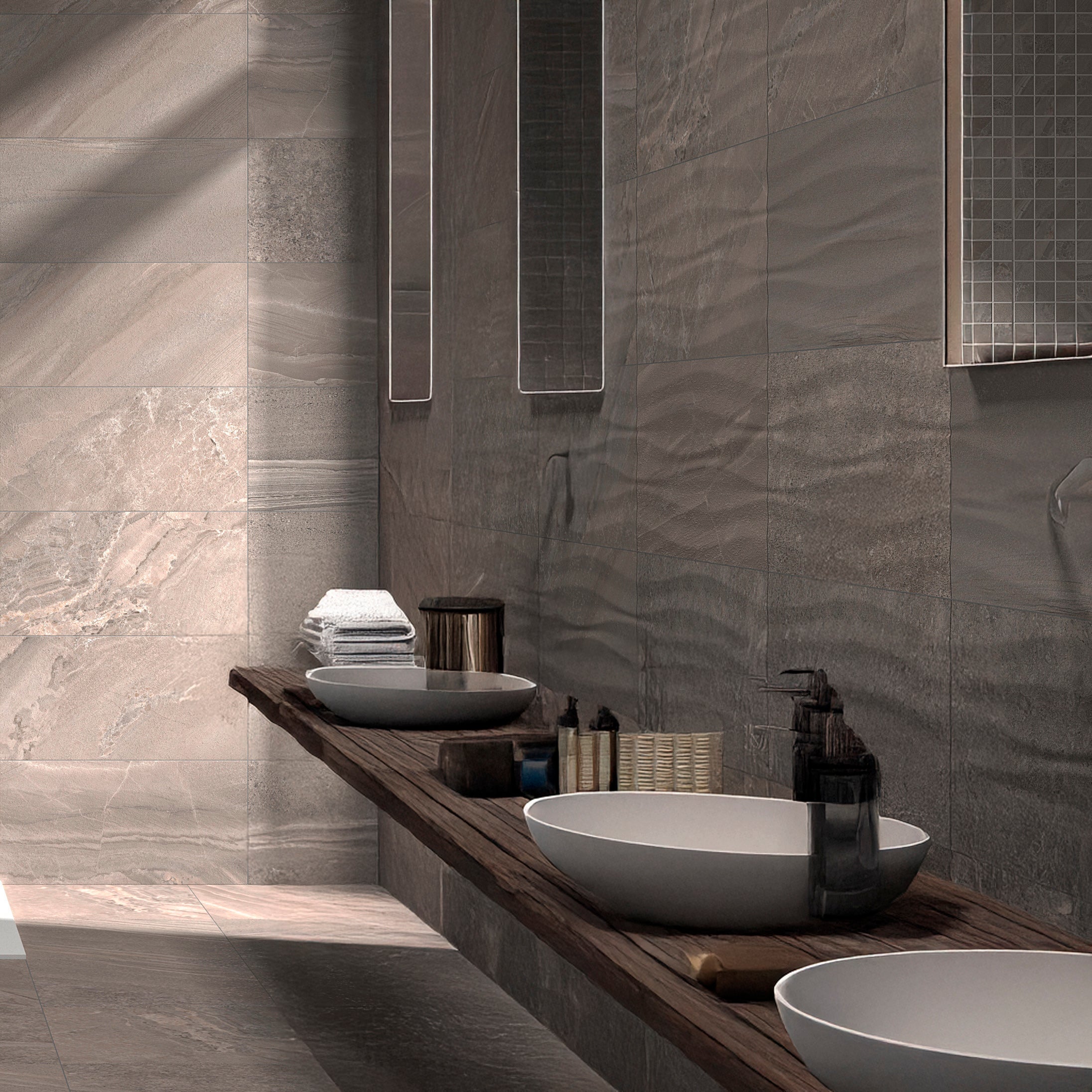 Dallas Wave Graphite Ceramic Textured 30x60cm Bathroom Kitchen Wall Tile