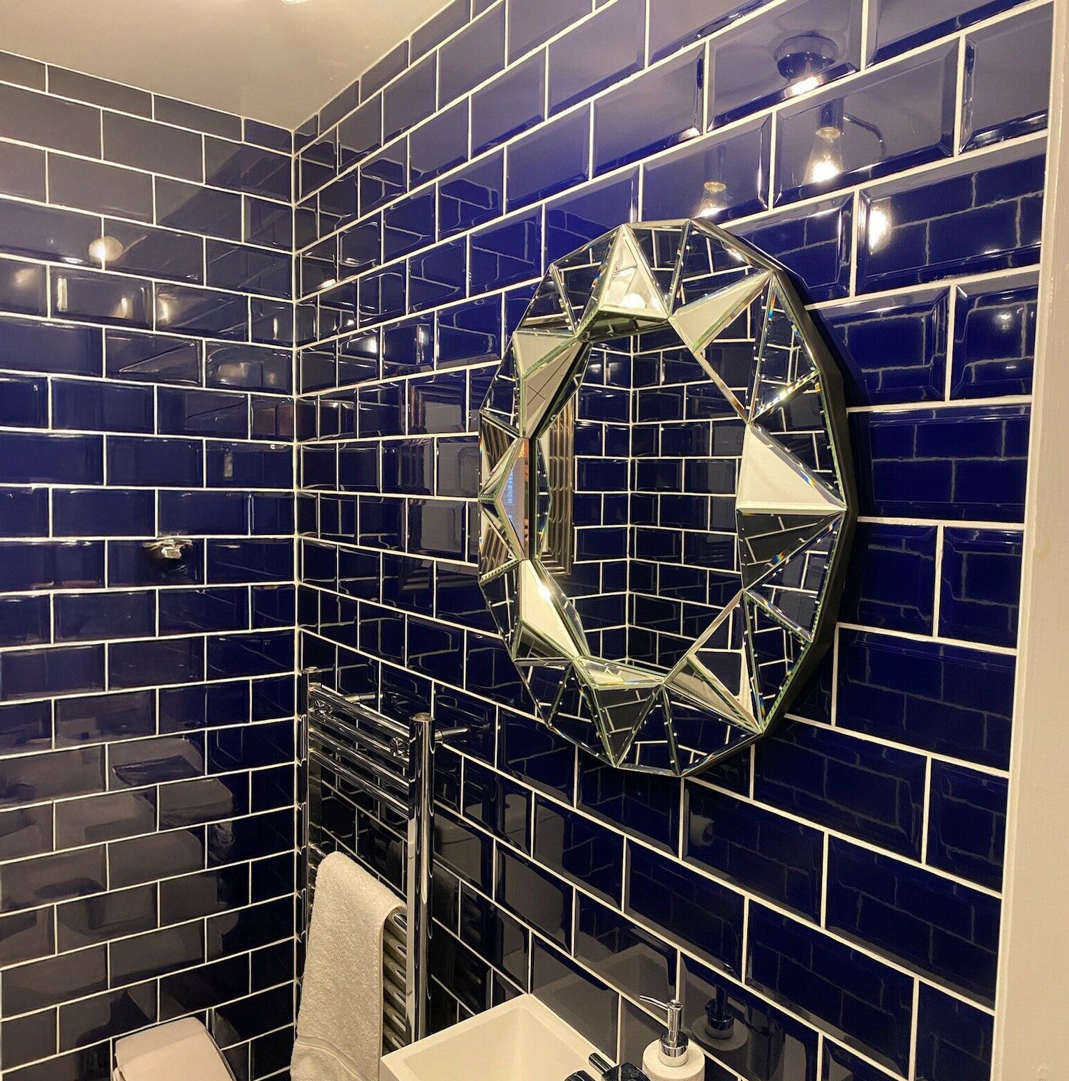Prismatic Cobalt Blue Ceramic Gloss Bevelled 10x20cm London Subway ...