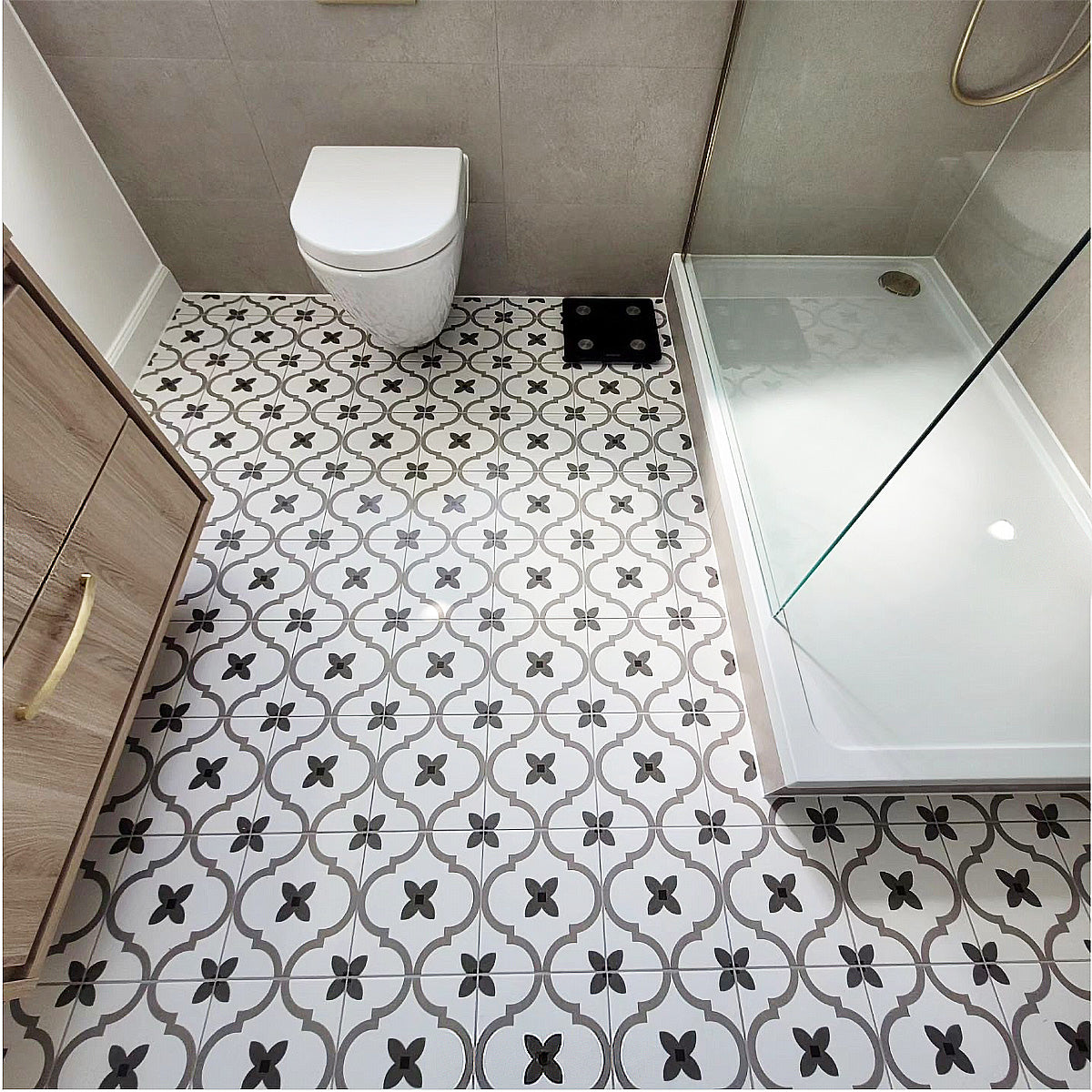 Delano Grey Ceramic 20x20cm Matt Patterned Geometric Kitchen & Bathroom ...