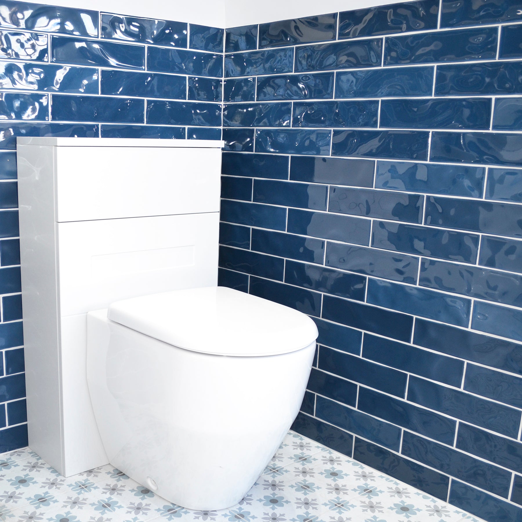 Florida Marino Blue Ceramic Gloss Rippled Metro 7.5x30cm Bathroom ...