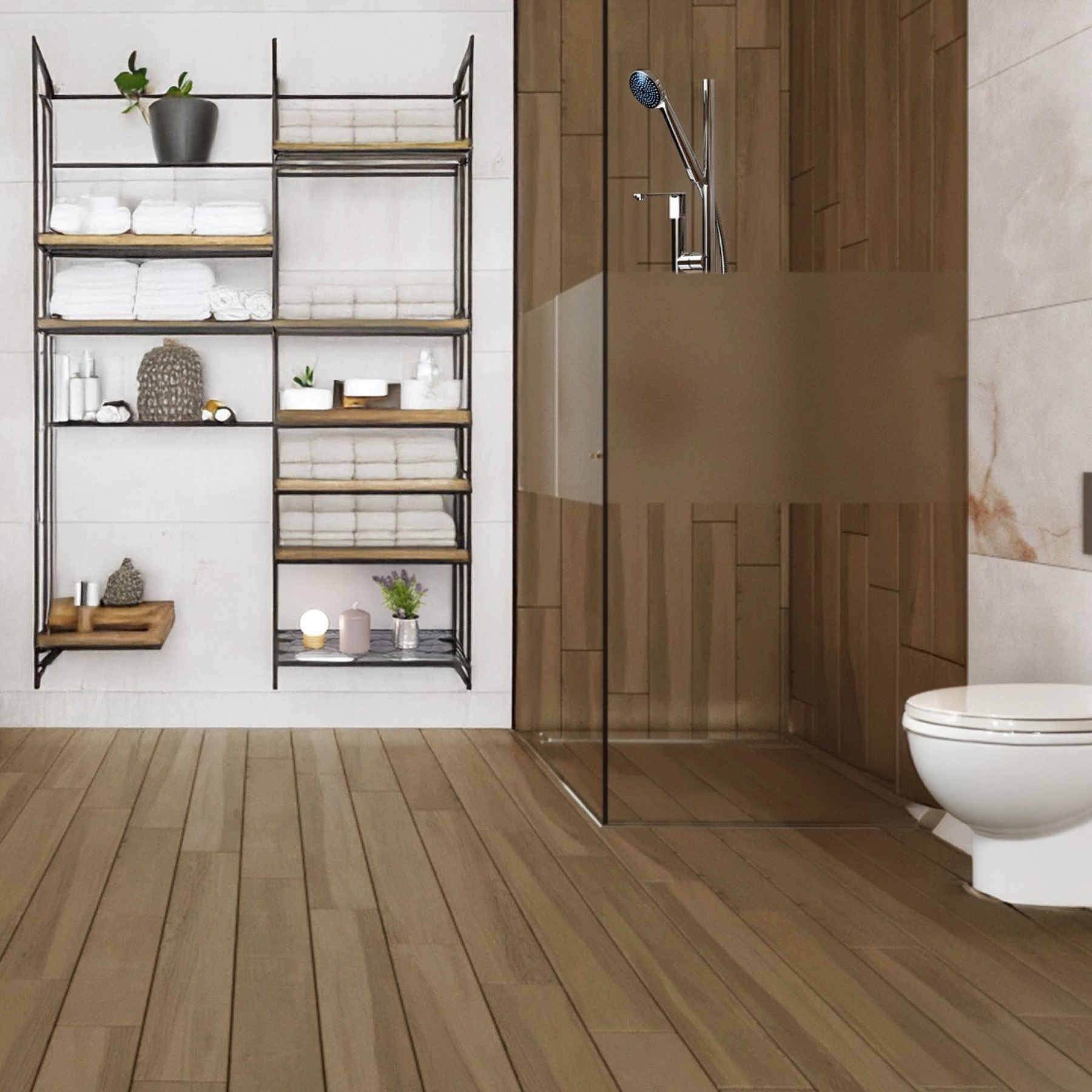 Noce Ceramic Tile Rondine Greenwood Noce Herringbone Wood Effect