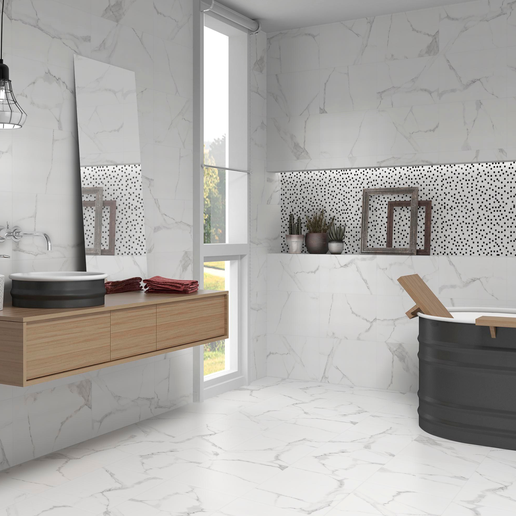 Palace White Ceramic Gloss Wall Only Bathroom Kitchen Marble Effect ...