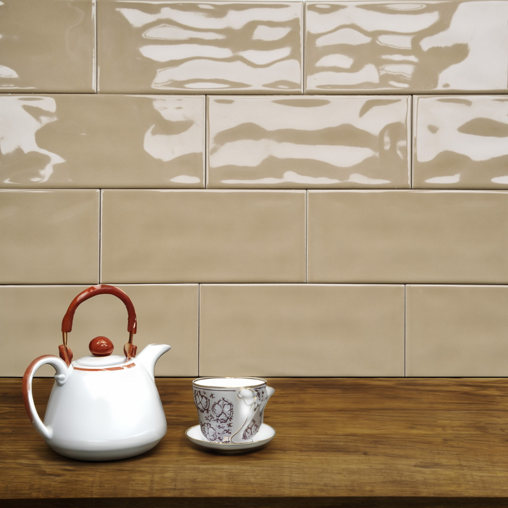 Provence Latte Ceramic Kitchen Bathroom Wall Gloss Metro 10x20cm Tile ...