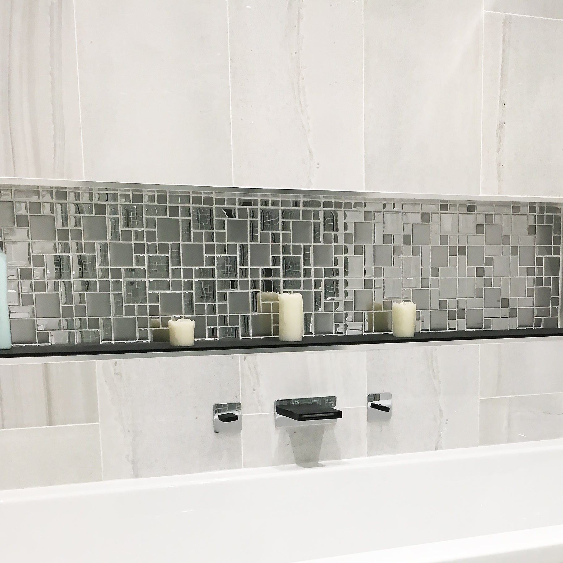 Tile Outlets | Rapallo Glass Metal 30x30cm Titanium, Silver & Platinum ...
