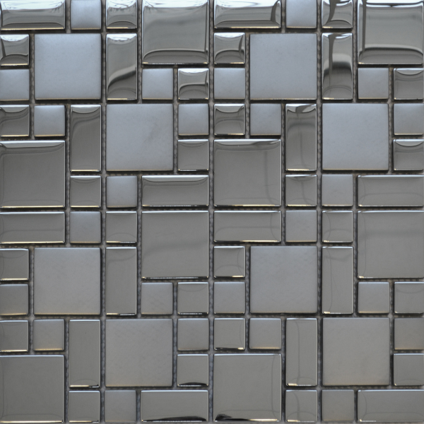 Silver Tile Backsplash Glass Metal Linear Mosaic Wall Tiles Silver