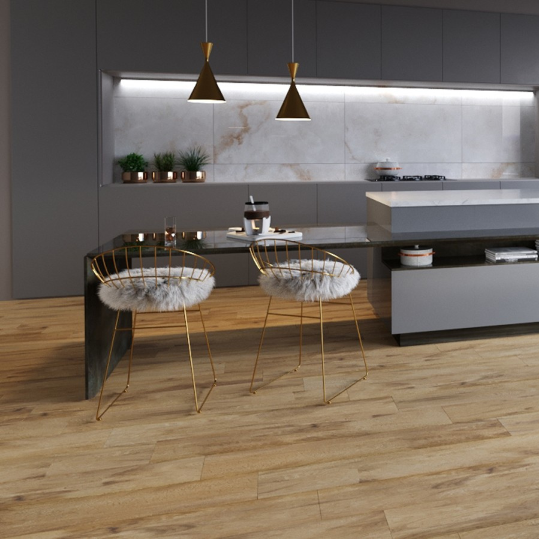 Noce Ceramic Tile Rondine Greenwood Noce Herringbone Wood Effect