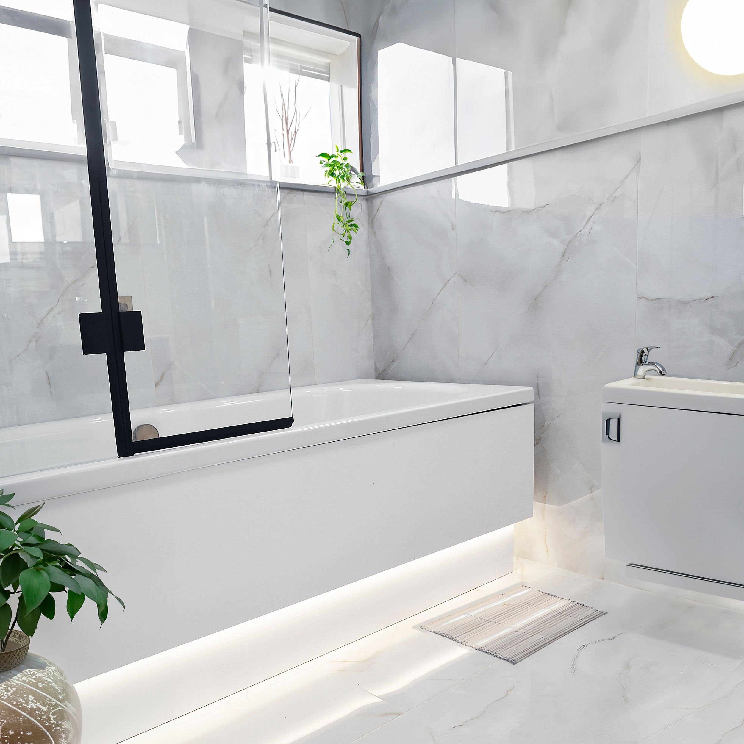 Silea Grey Glazed Porcelain Marble Effect 60x60cm Gloss Wall & Floor Tile