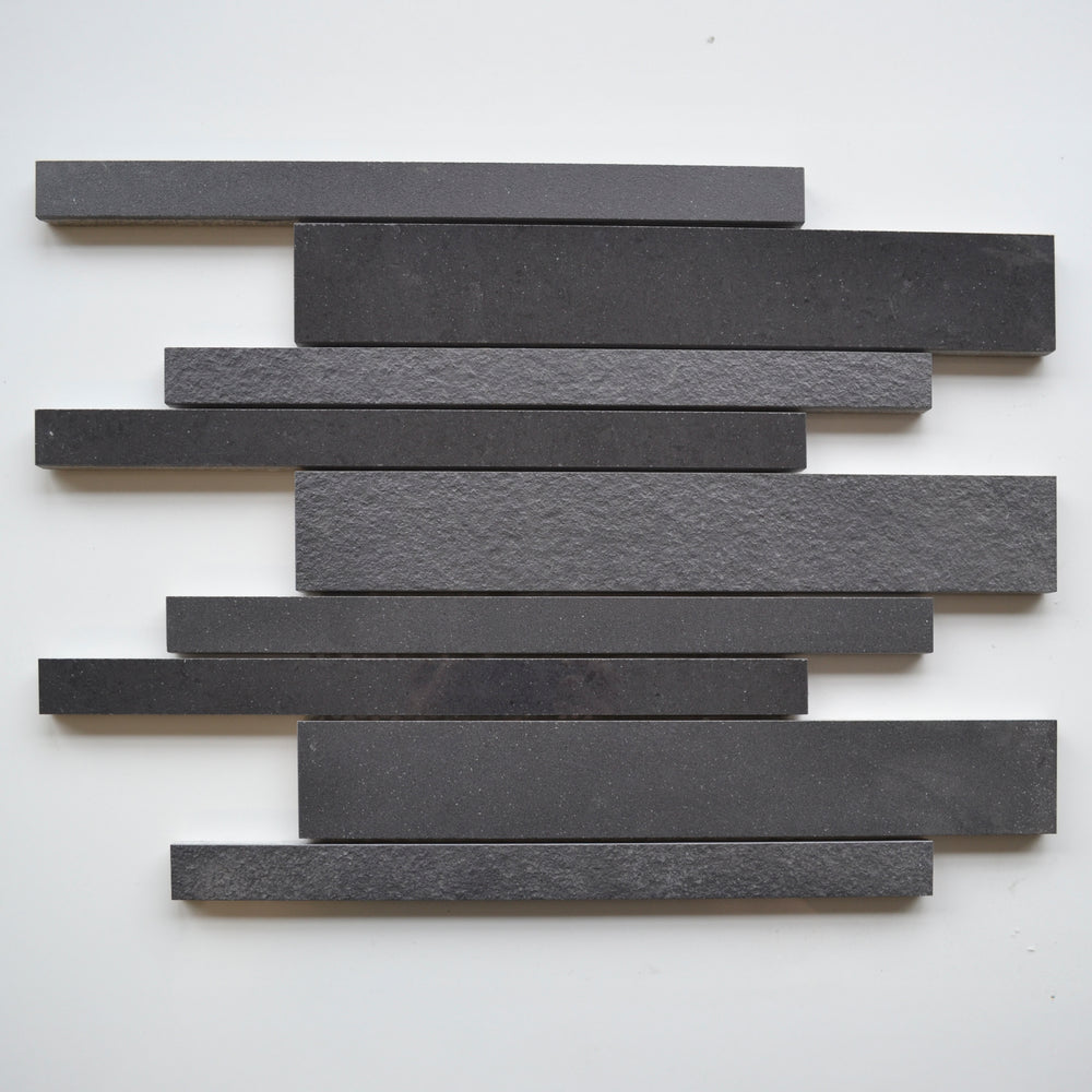 Tibet Nero Black Porcelain Strip Wall Floor Feature Splashback Indoor ...