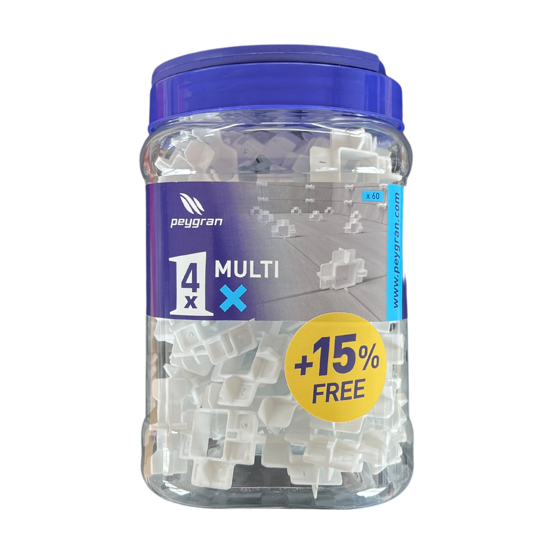 Peygran Reusable Multi-X 4x White Tile Spacers Tub of 60